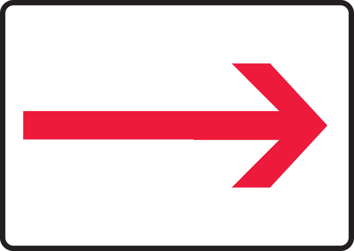 Arrow Sign (Red-White) - Adhesive Dura-Vinyl - 7'' X 10''