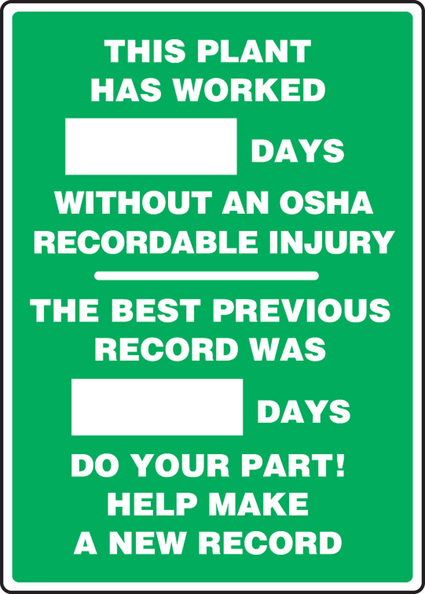 Write A Day Safety Scoreboard- This Plant Has Worked XXXX Days Without ...