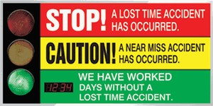 Signal Safety Scoreboard- LED-Lite Stop A Lost Time Accident Accuform ...