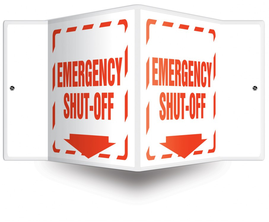 3D Emergency Shut-Off Safety Sign