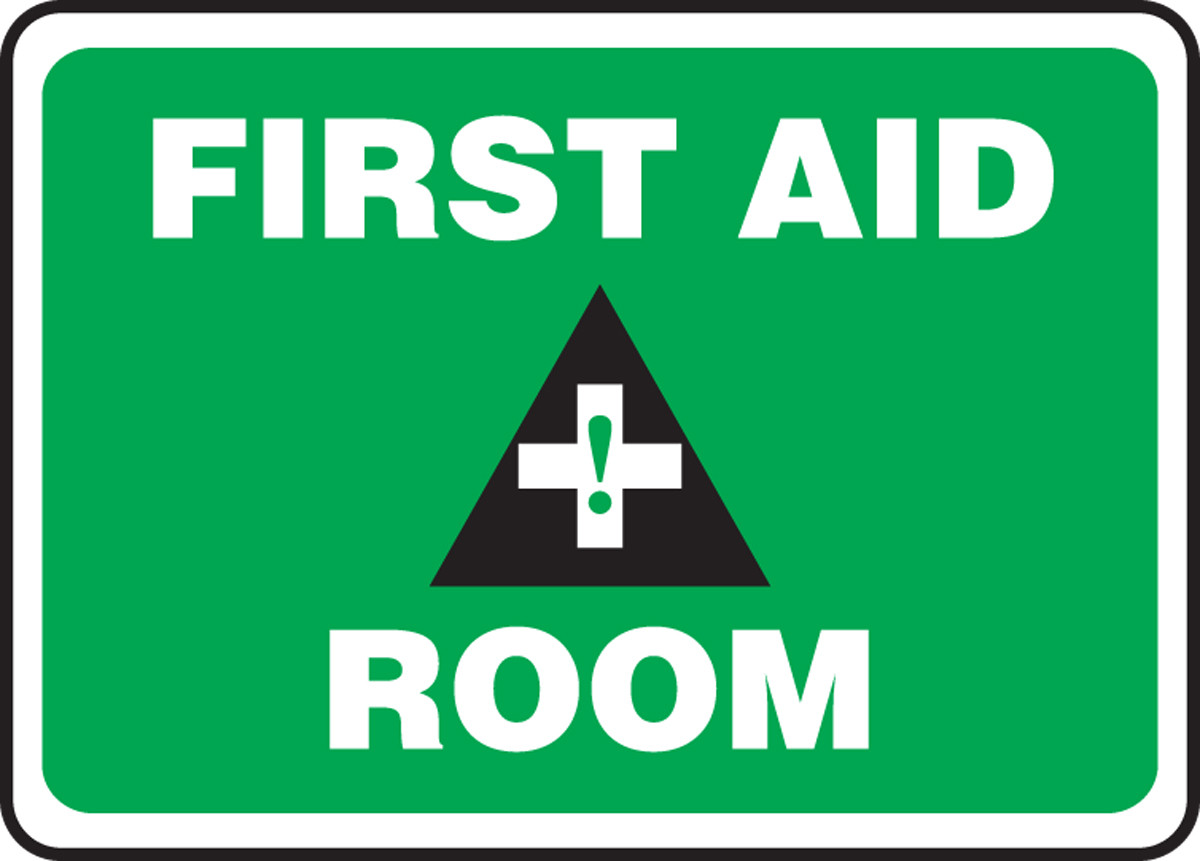 First Aid Room - 10" x 14" - Adhesive Vinyl - Safety Sign