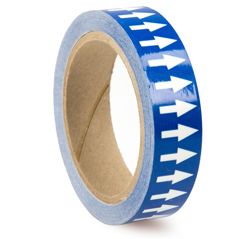 White Arrow on Blue - 1" x 54' - Directional Flow Arrow Safety Tape