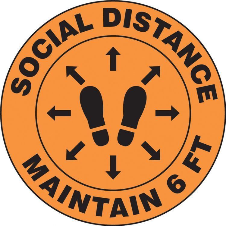 Social Distance Maintain 6 Feet Floor Sign Footprint Image