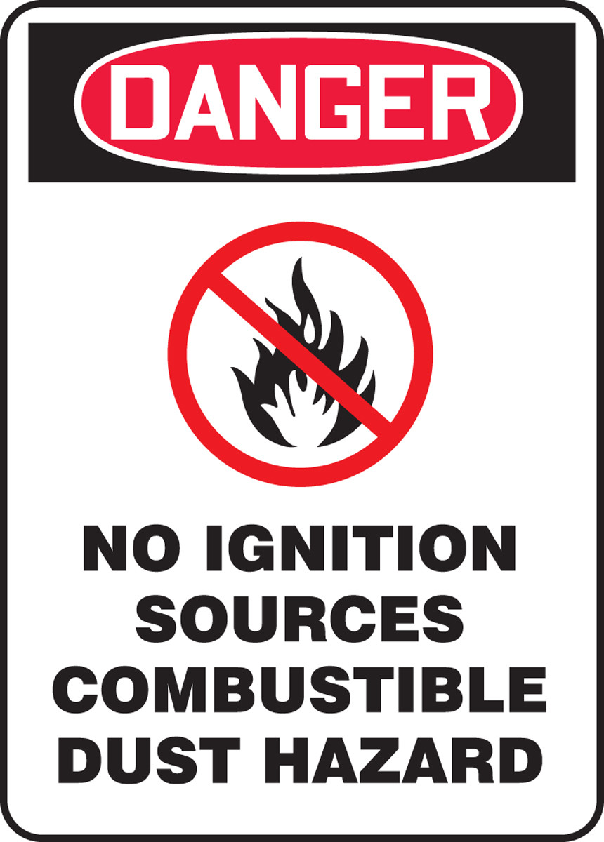 Danger No Ignition Sources Combustible Dust Hazard Sign W/Graphic ...