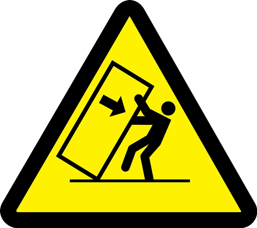 ISO Warning Safety Sign- Tipping Hazard - Plastic - 6''