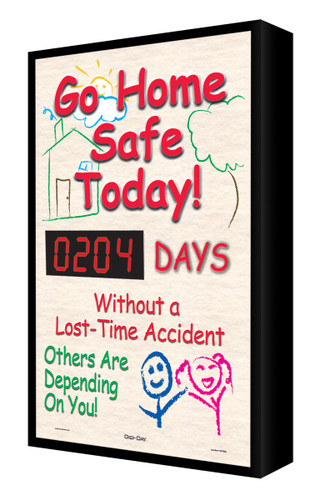 Digi Day Backlit Electronic Safety Scoreboard- LED Lite- Go Home Safe ...