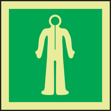 Immersion Suit IMO Sign glows in the dark.