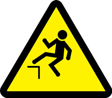 ISO Safety Sign- Step Off Hazard Sign - Adhesive Vinyl - 6''