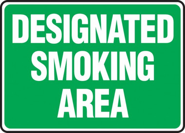 Designated Smoking Area Safety Sign