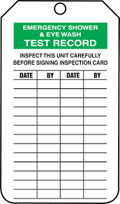 Emergency Shower & Eye Wash Test Record - 4 1/4" x 2 1/8" - PF ...