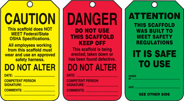 Scaffold Status Safety Tag: Caution- Danger- Attention 3 N' 1 Fold Tag ...