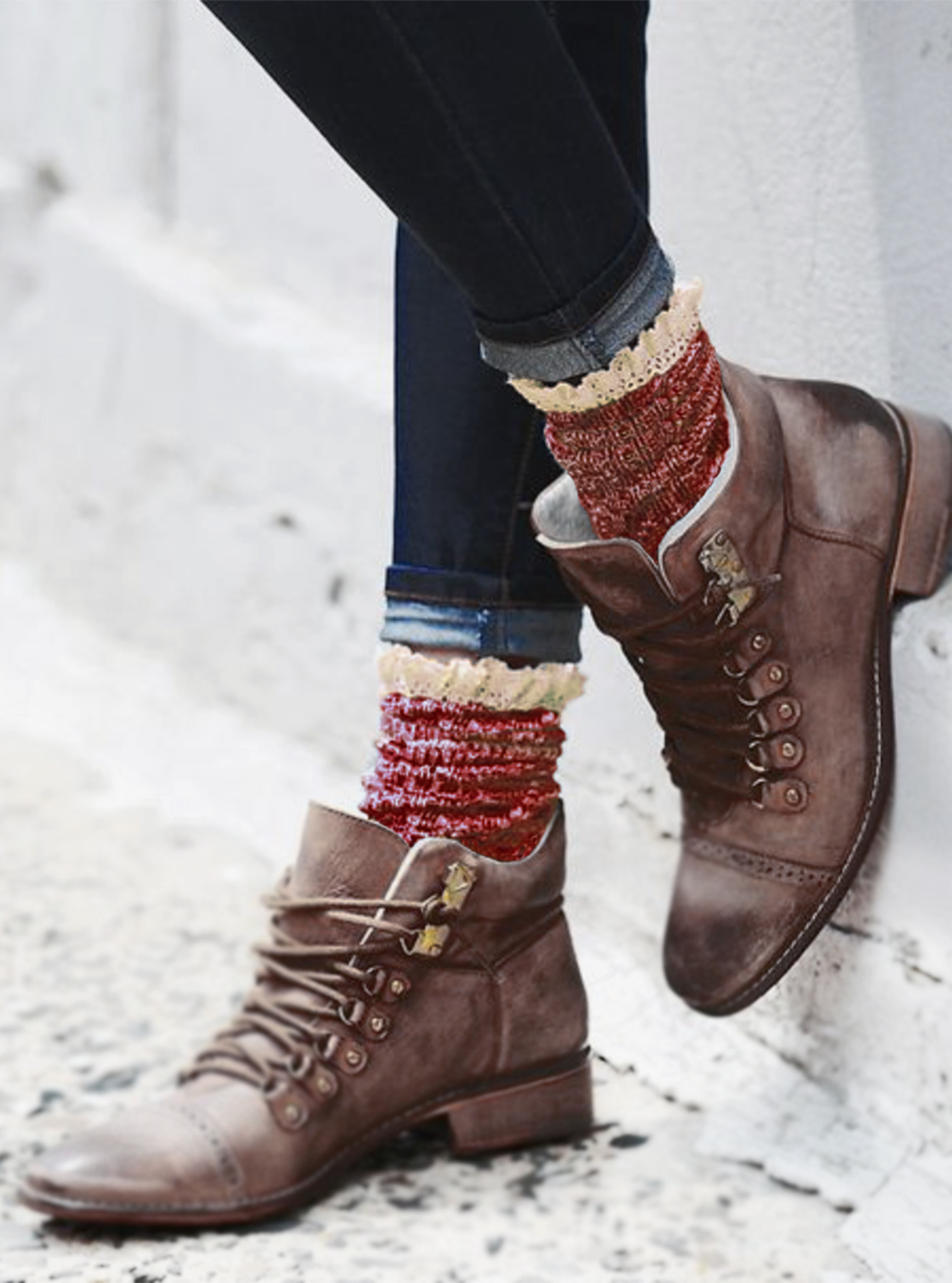 Lace Trimmed Boot Socks Warrior Alpaca Socks