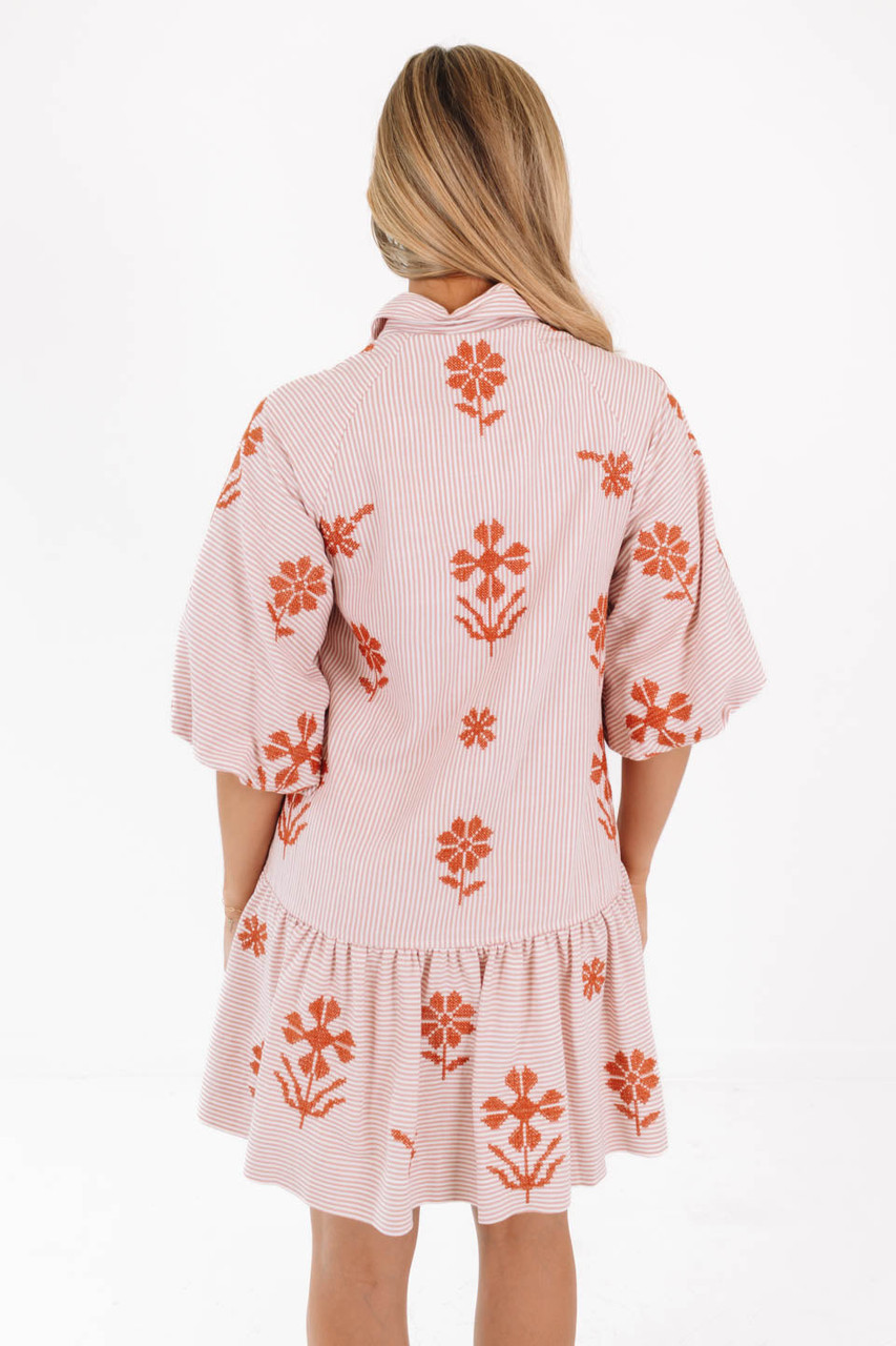 Kade Dress Burnt Orange Embroidery - Longhorn Fashions