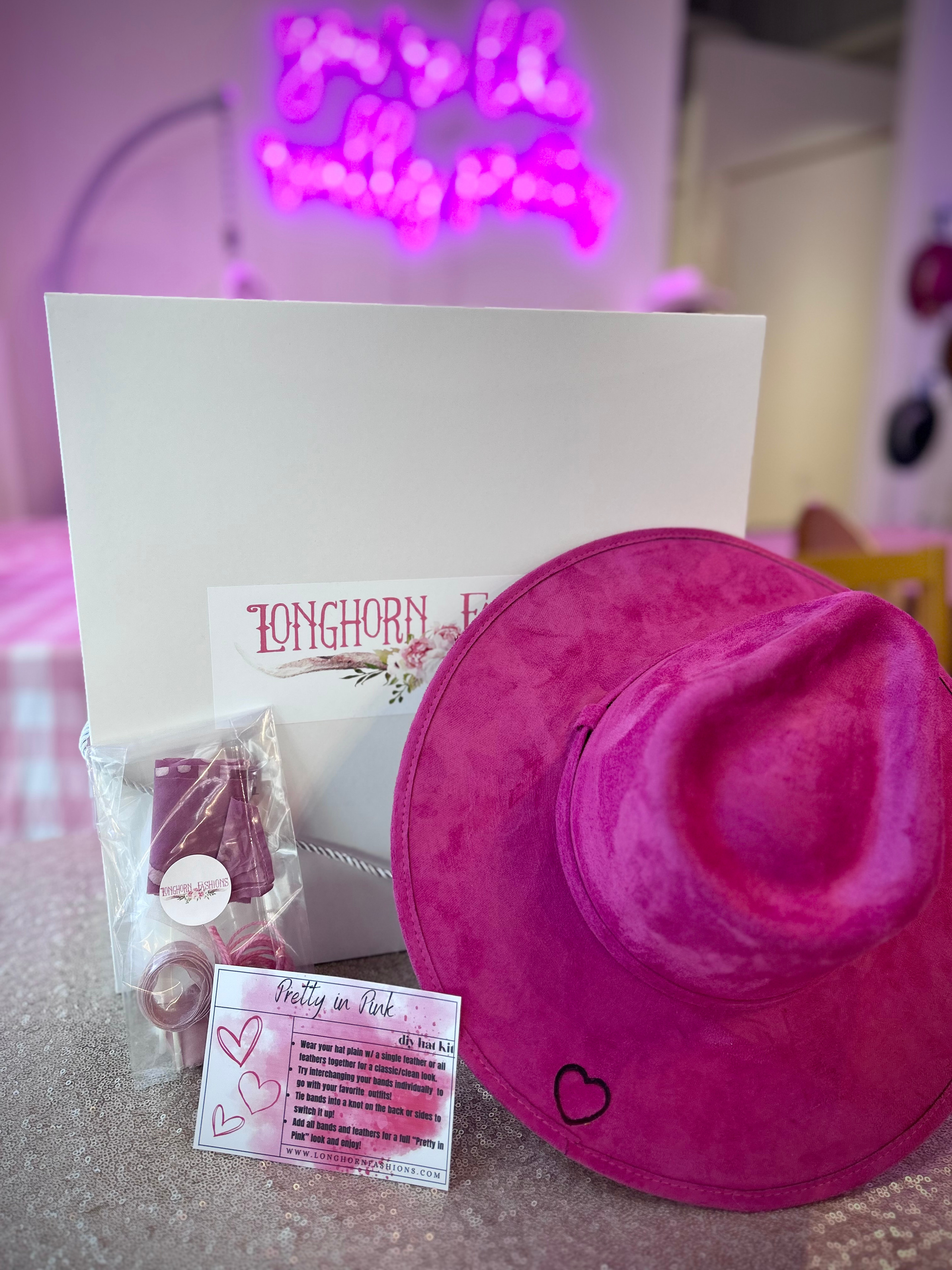 Austin Custom Hat Bar with Hats, Hat bands, Feathers, Trim, and More!