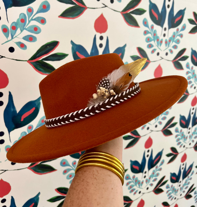 Austin Custom Hat Bar with Hats, Hat bands, Feathers, Trim, and More!