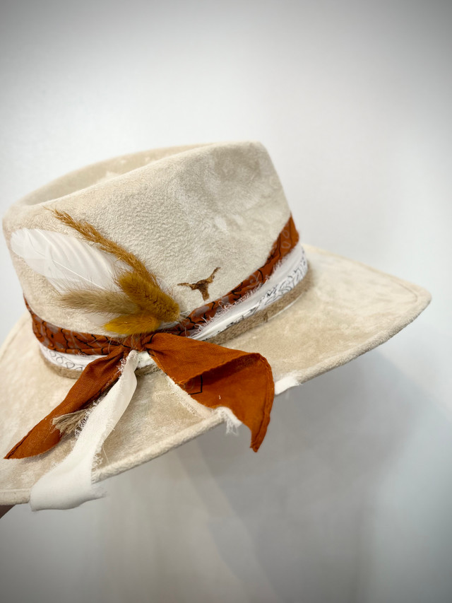 Austin Custom Hat Bar with Hats, Hat bands, Feathers, Trim, and More!