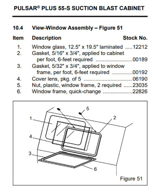 5/16" x 3/4" Cabinet Window Gasket - Sandblasting Machines