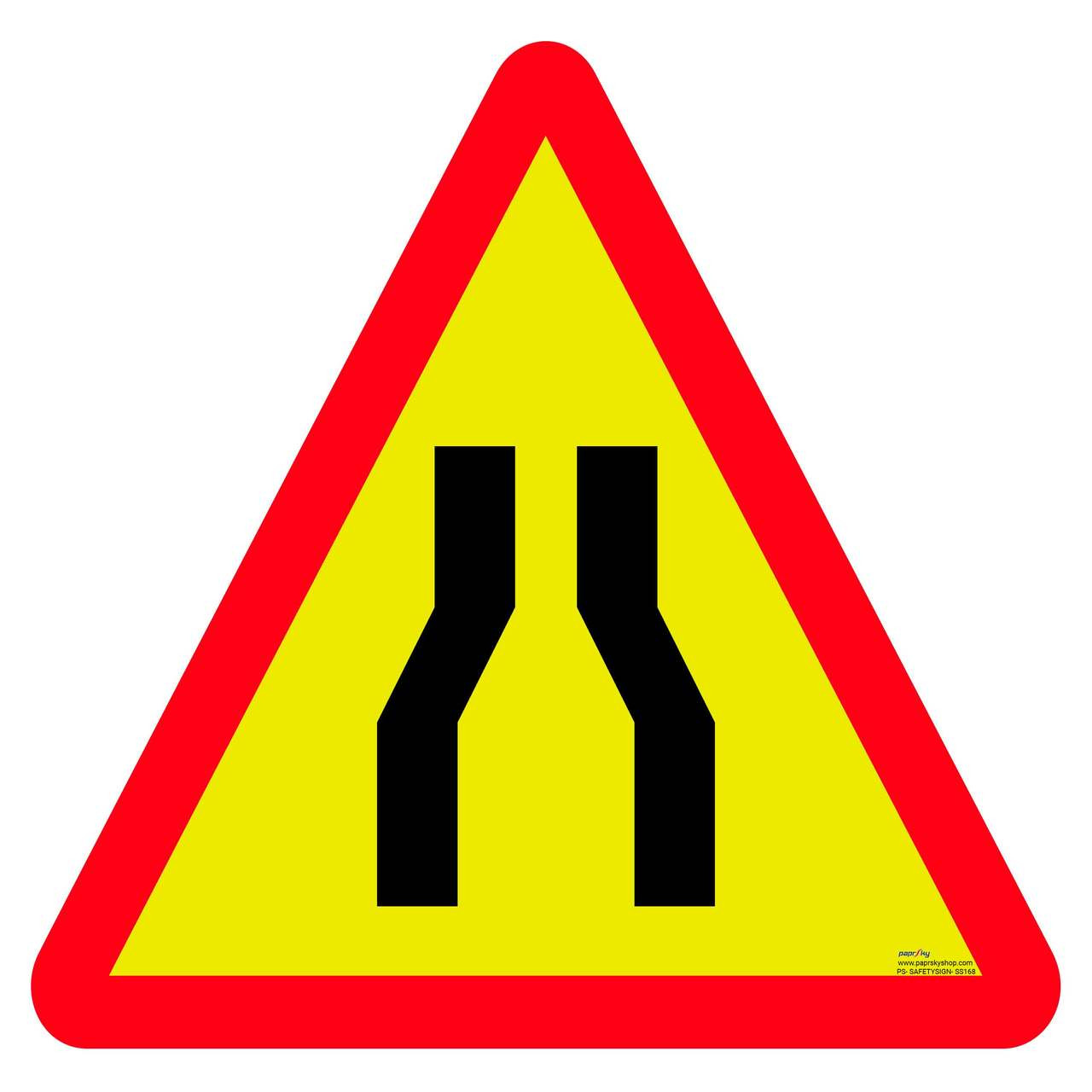 Safety sign - Narrow road ahead