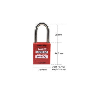 Lockout Padlock Red LOTO locks PS-LOTO-PPR-38 Single Key