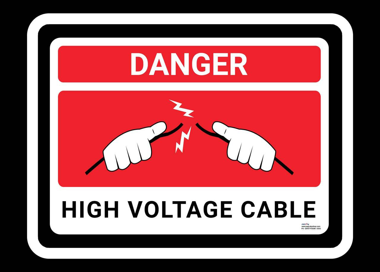 Safety sign - Danger - High voltage cable