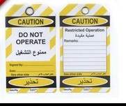 Caution tag Bilingual English & Arabic Warning tags
