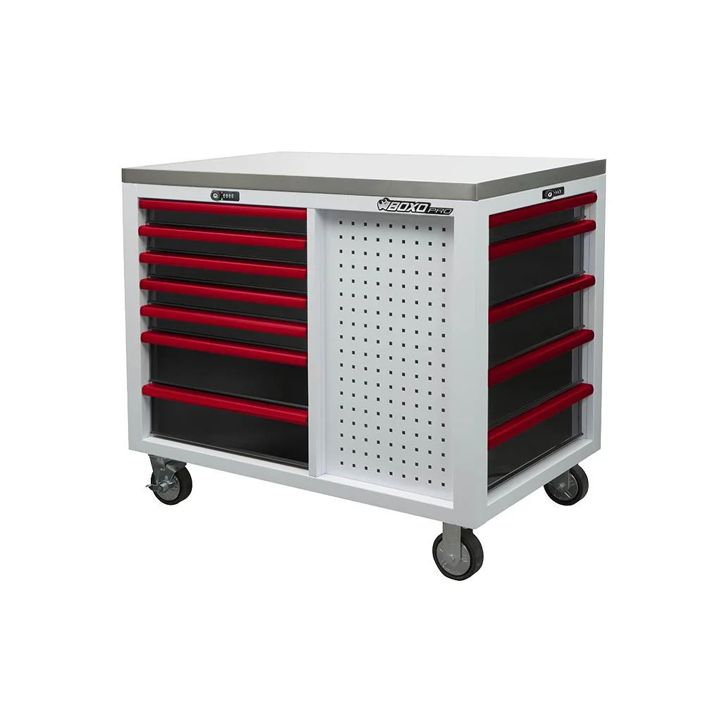 Boxo UAT451121L-W-1 45" 12-Drawer Pro Series Workstation with Stainless ...
