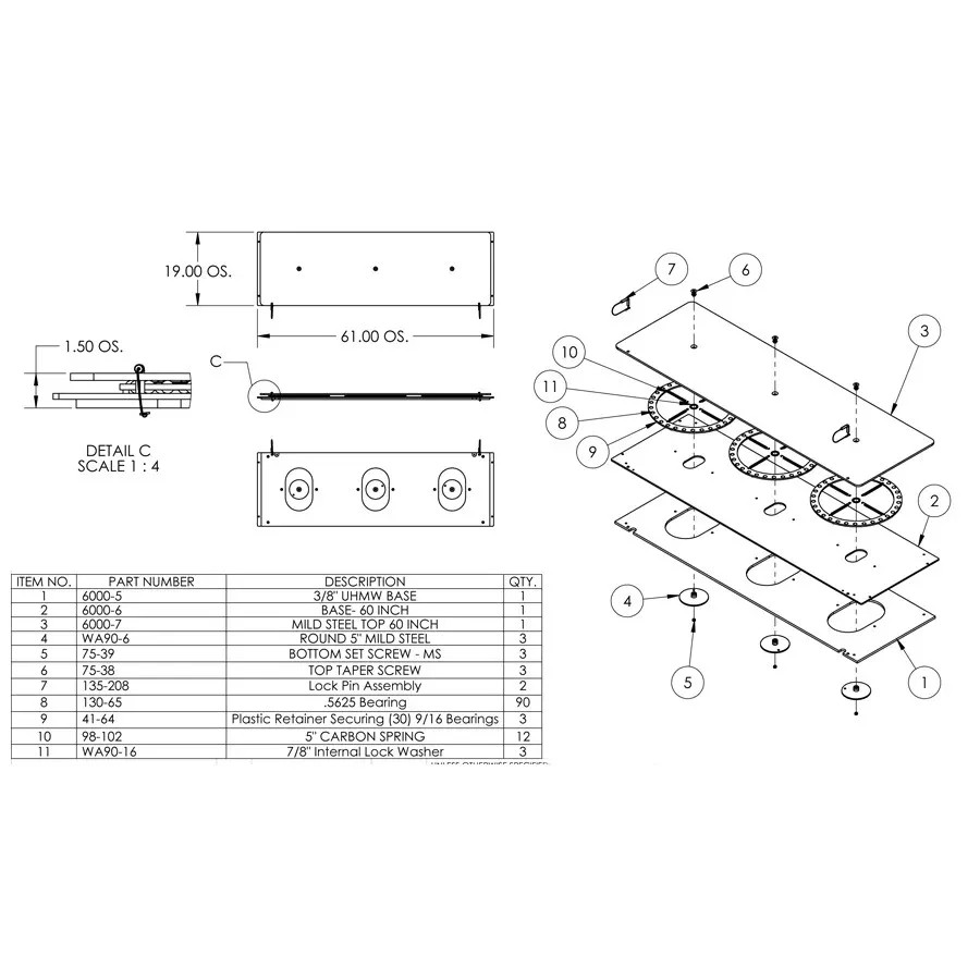 QSP-6000-10 (2) 19" x 61" Rear Slip Plates Assemblies, Powder Coated ...