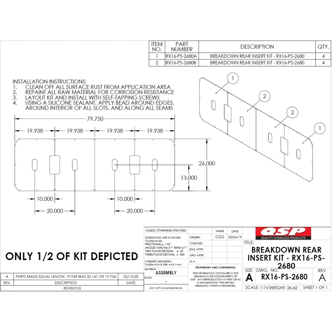 QSP-RX16-PS-2680 1 set of 2 SS Inserts for Hunter RX16 w/Powerslide 79. ...
