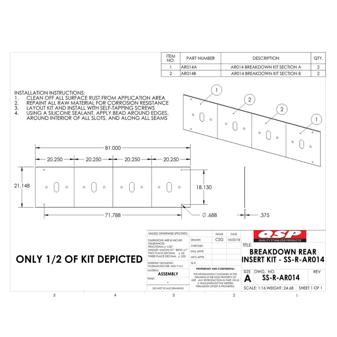 QSP-SS-H-L441 1 set of 2 SS Inserts for Hunter L441 RSP