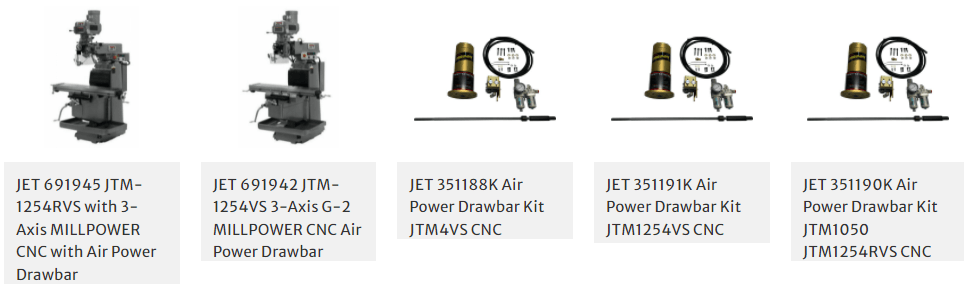 JET ToolsAir Power Drawbar Kit Elite Mill Cnc