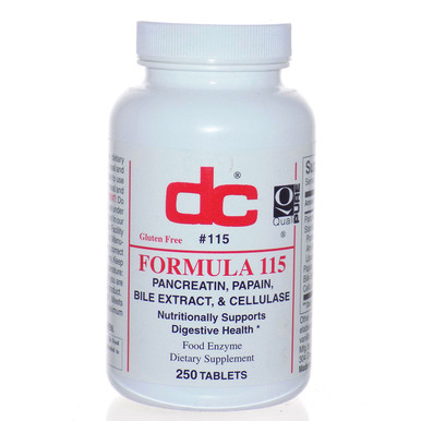 Natural Digestive Enzymes - Dee Cee Labs Formula 115 - Made in America