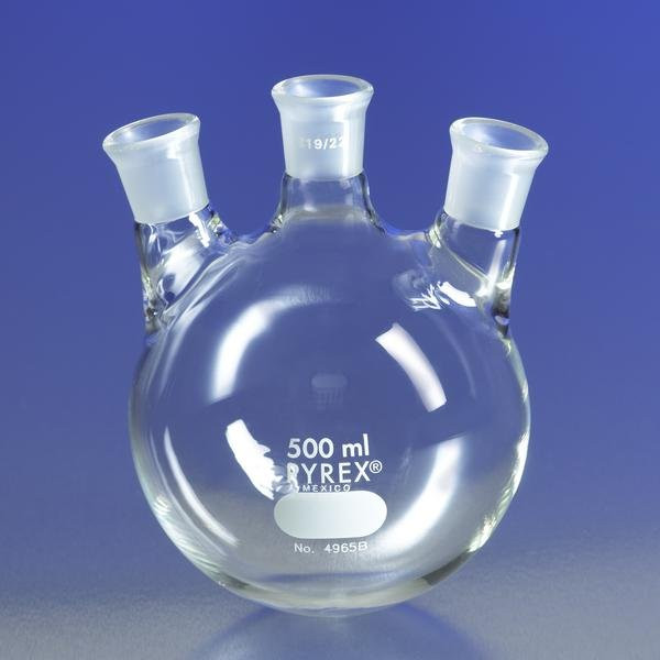 Corning 4965B-500 PYREX® 500mL Three Neck Distilling Flask with 19/22 ...