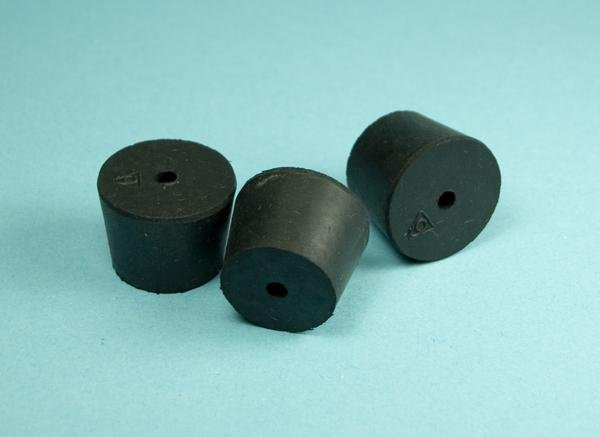 One Hole Black Rubber Stoppers - R6220-00 - General Laboratory Supply