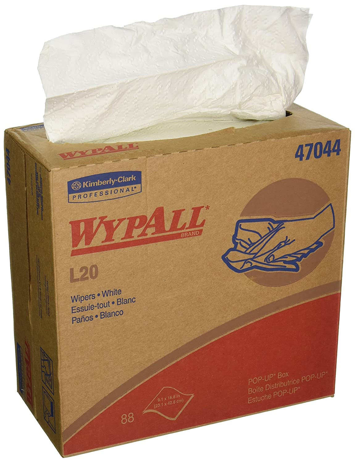 Kimberly-Clark 47044 WypAll L20 Medium Clean White Wipes, 9.1 x 16.8in ...