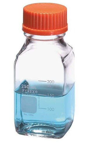 Corning 1396-1L PYREX 1000mL Square Graduated Media Bottles with Caps ...