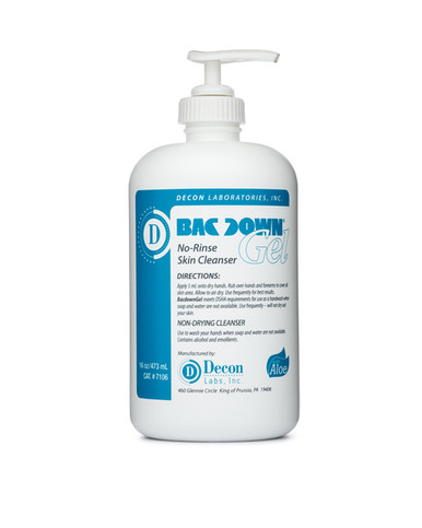Decon Labs 7106 Bacdown Gel No-Rinse Skin Cleaner, 12 x 16oz – DCN-7106 ...