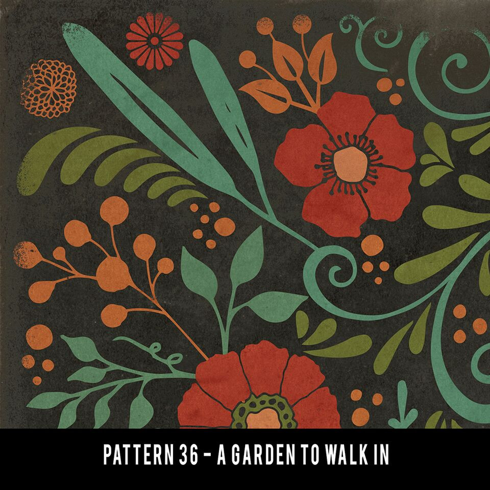 Vintage Vinyl Floor Cloth Pattern 36 A Garden to Walk in | Pura Vida ...