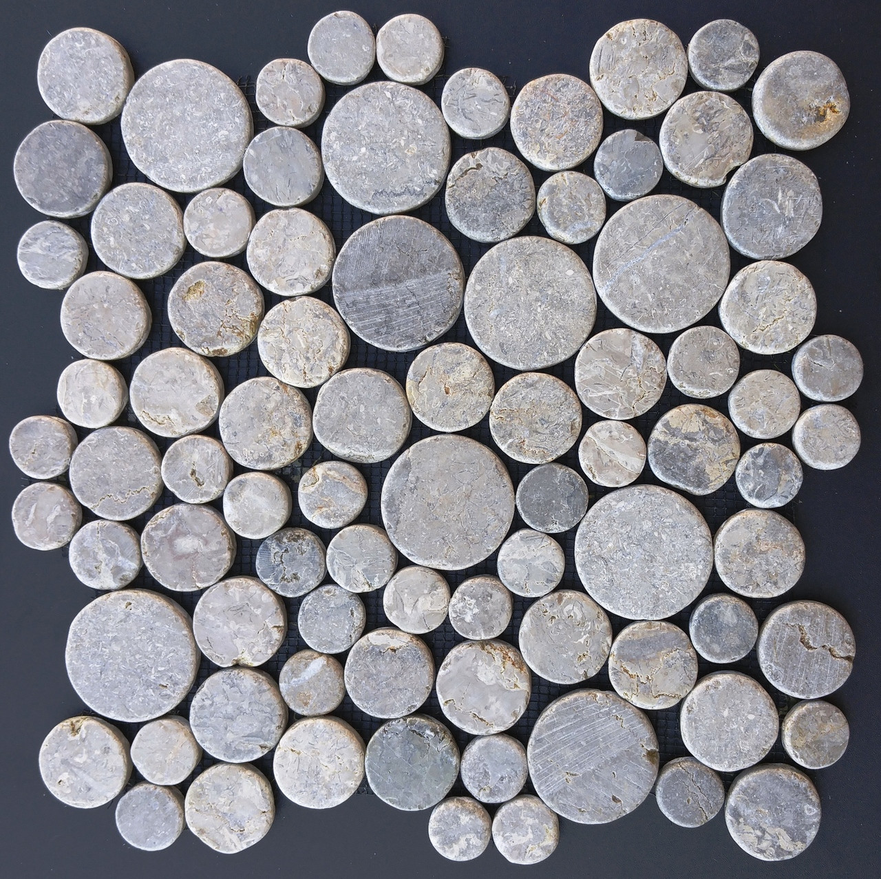 Tumbled Marble Mosaic Java Coins Pewter 12x12 Seamless Interlocking ...