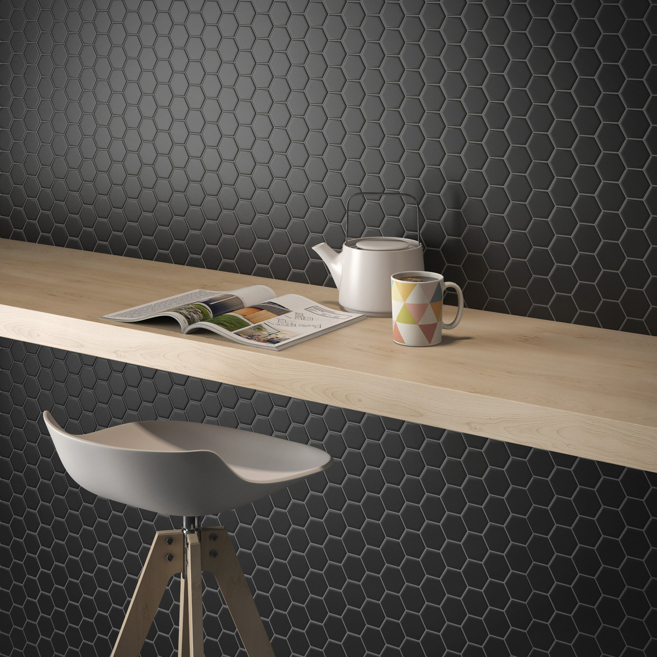 CC Mosaics Matte Hexagon Black 2" Mosaic on 12x12 Sheet - Tiles Direct ...