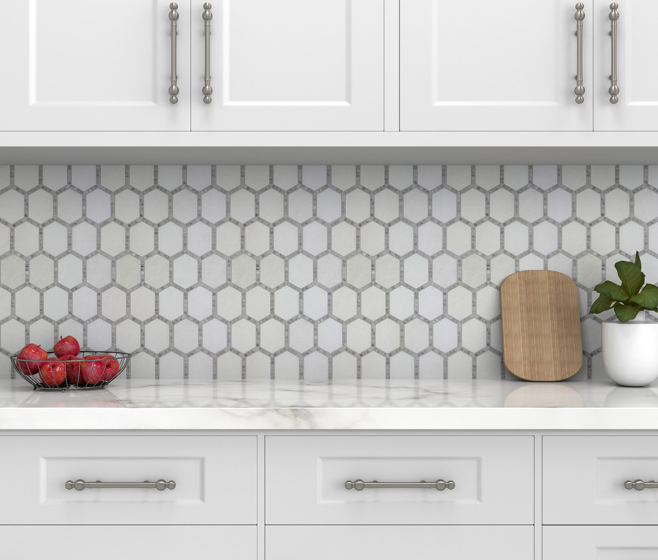 The Finish Line Manor Gray Jeweled Hex Mosaic - Tiles Direct Store