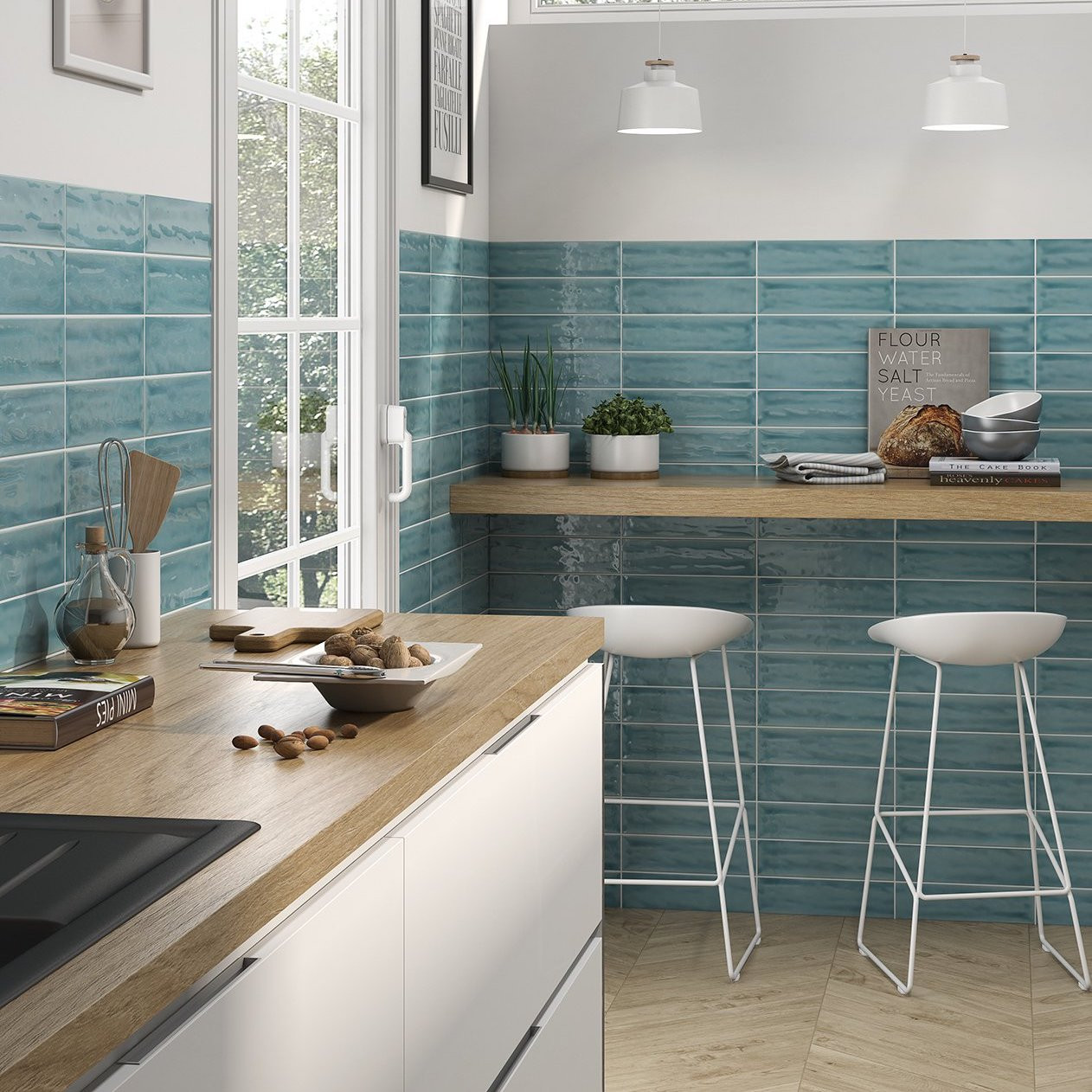 Flow Atoll Blue Ceramic 3x12 Wall Tile - Tiles Direct Store