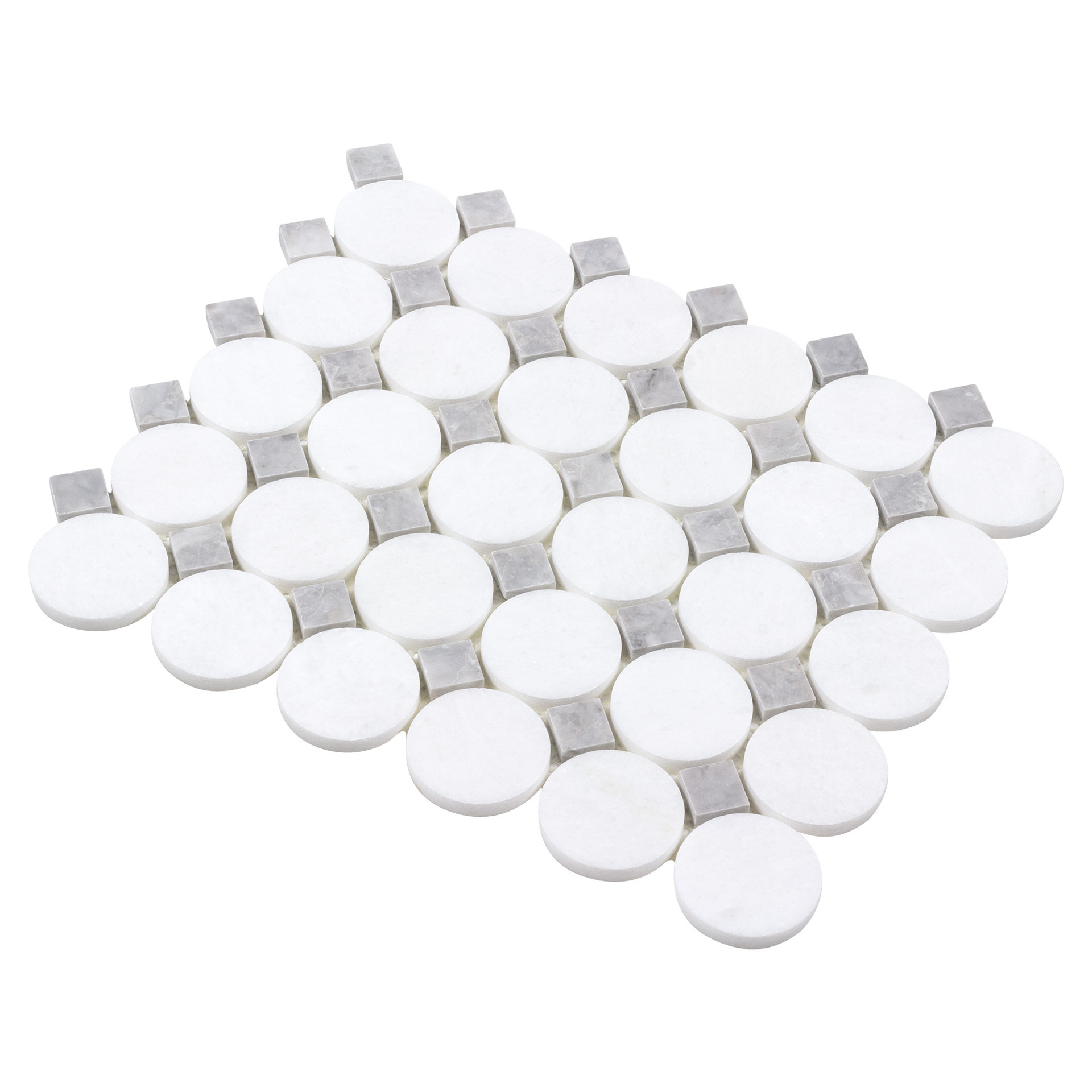 The Finish Line Manor Gray Buttons Mosaic 11x13 Sheet - Tiles Direct Store