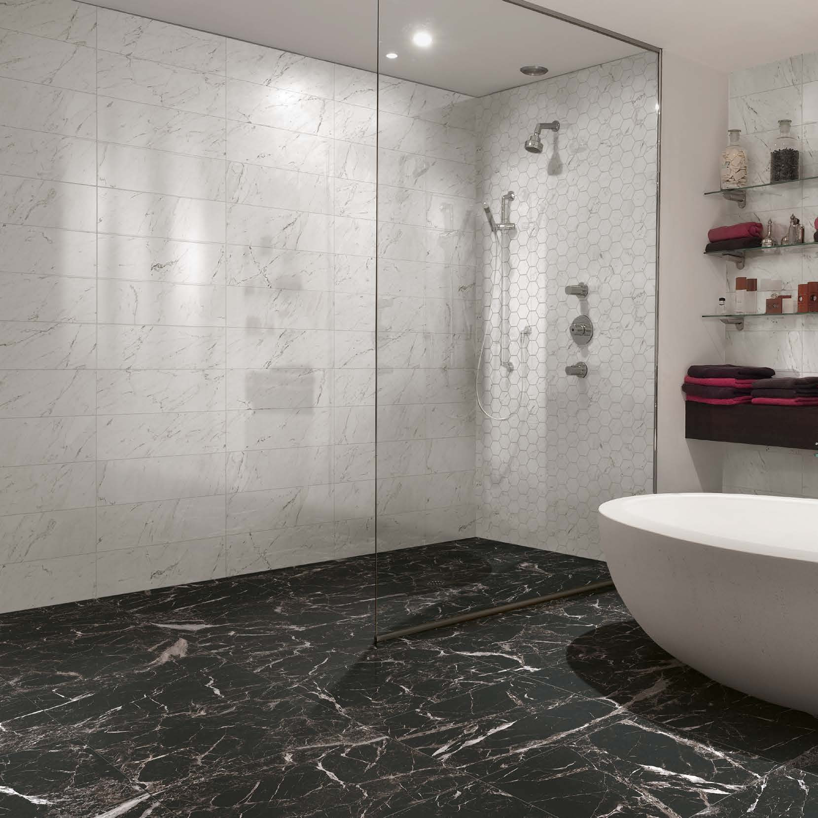Marbles Carrara White Polished Porcelain 8x24 - Tiles Direct Store