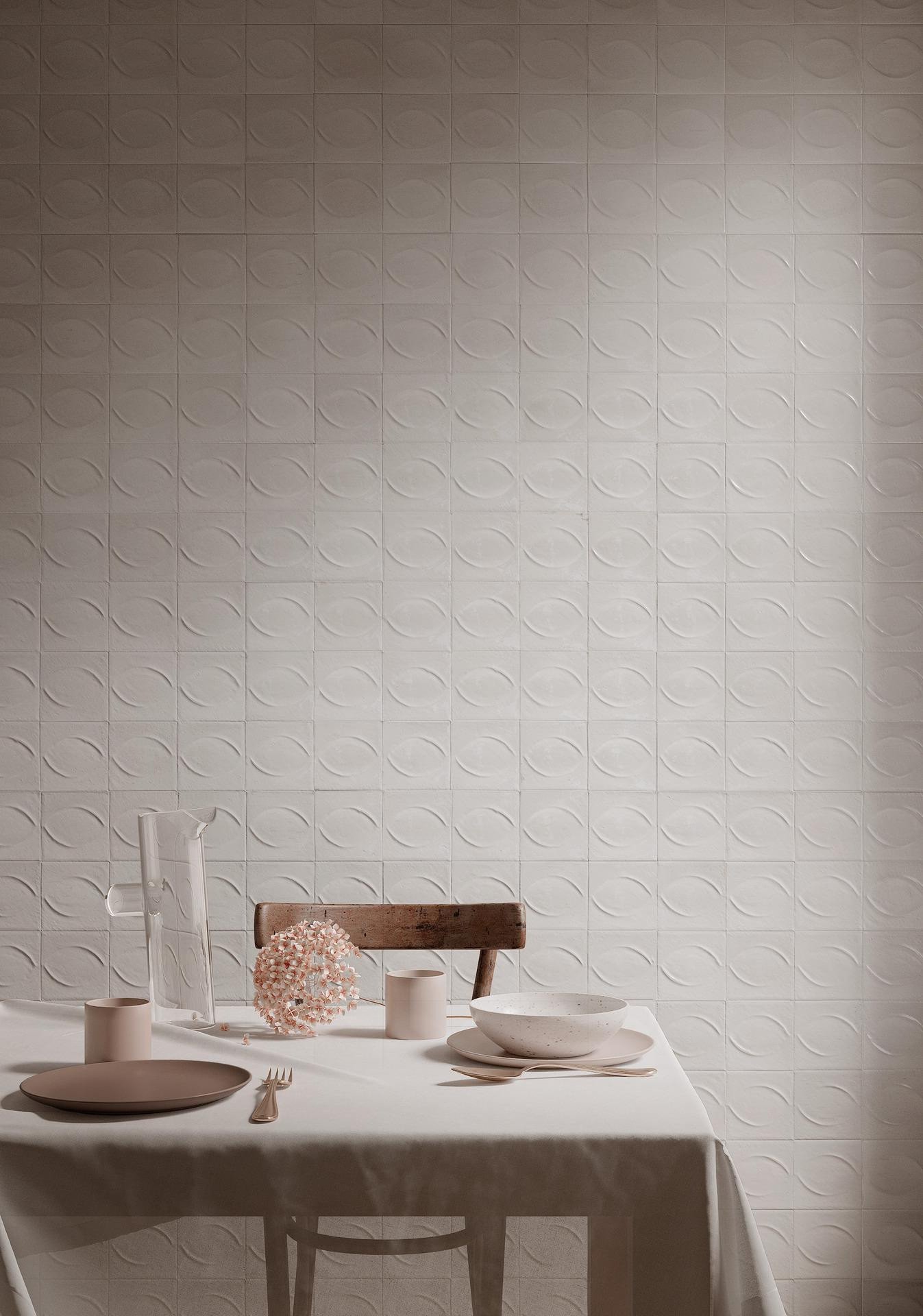 Ozean Bianco Glossy Porcelain Struttura Uovo 3D Deco 4x4 - Tiles Direct ...