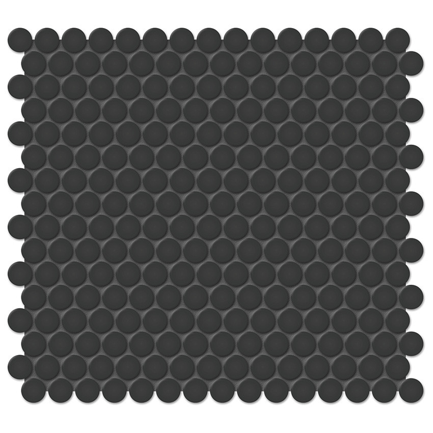 Soho Retro Black Glossy Glazed Porcelain Penny Round Mosaic 3/4 ...