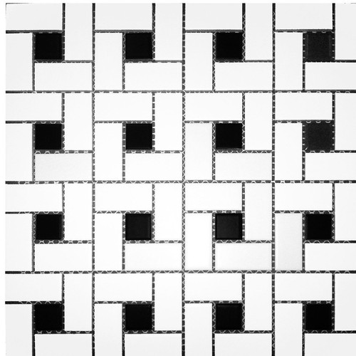 CC Mosaics Matte Pinwheel White & Black Dot Mosaic 12x12 Sheet - Tiles ...