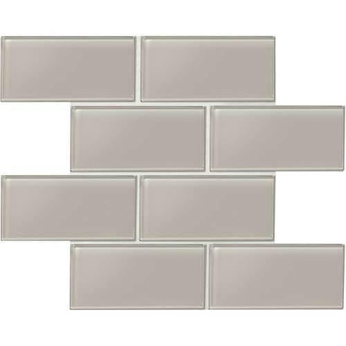 Amity Grey Subway Glass Tile 3x6 - Tiles Direct Store
