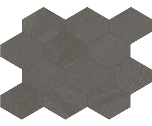 Brazilian Slate Elephant Grey Matte Hex Mosaic - Tiles Direct Store