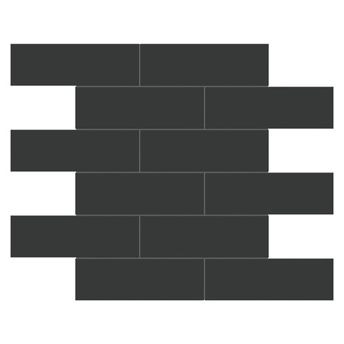 Soho Retro Black Matte Brick Porcelain Mosaic 2x6 - Tiles Direct Store