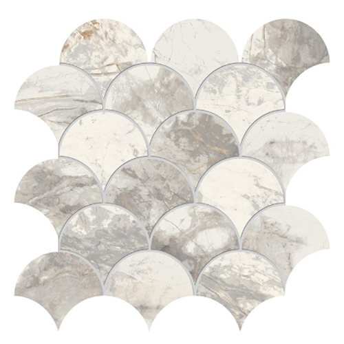 Golden Age White Matte Fan Mosaic 12X12 Sheet - Tiles Direct Store
